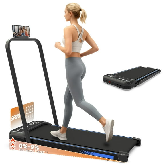 3-in-1 Under Desk Treadmill with 9% Adjustable Incline – Foldable Home ...