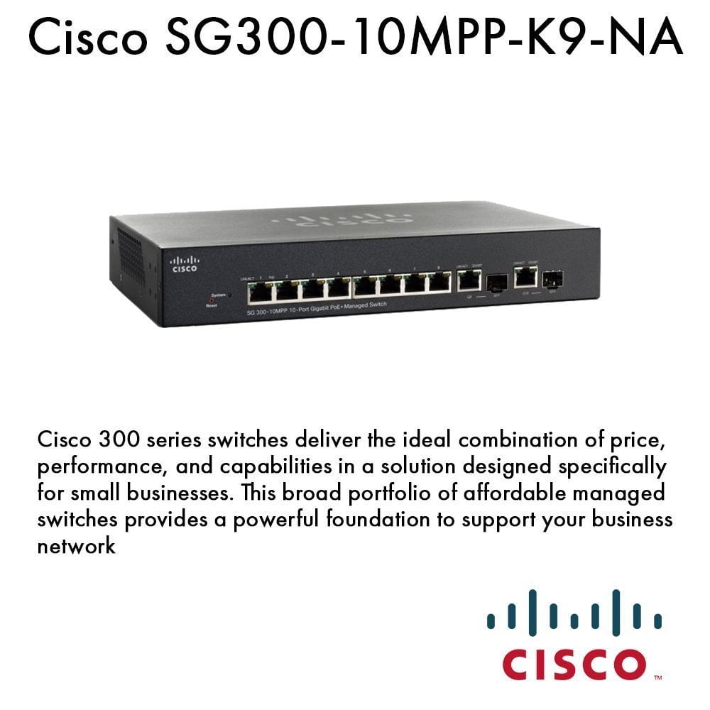 Cisco 10-Port Gigabit PoE Managed Switch (SG300-10MPP-K9-NA) - Walmart.com
