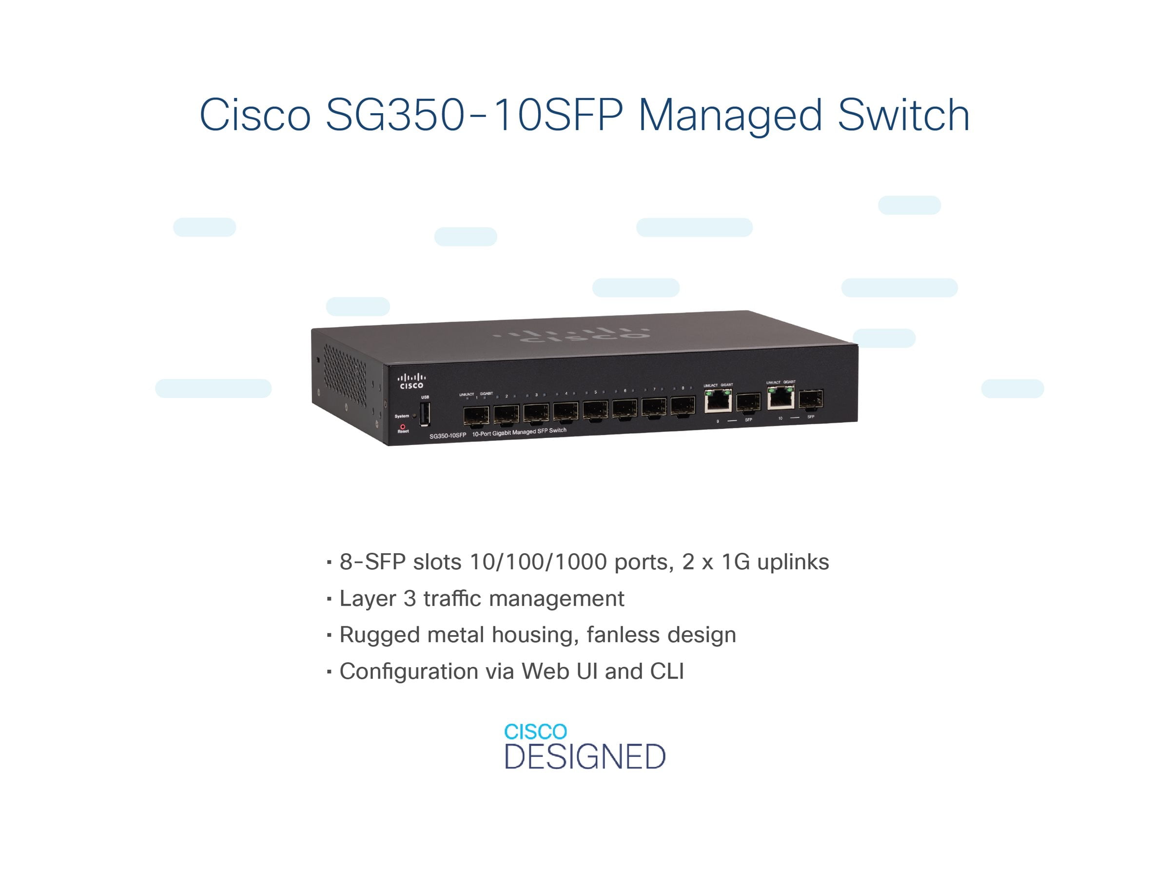 Cisco SG350-10SFP 10-Port Gigabit Managed SFP Switch - 10 x Gigabit ...