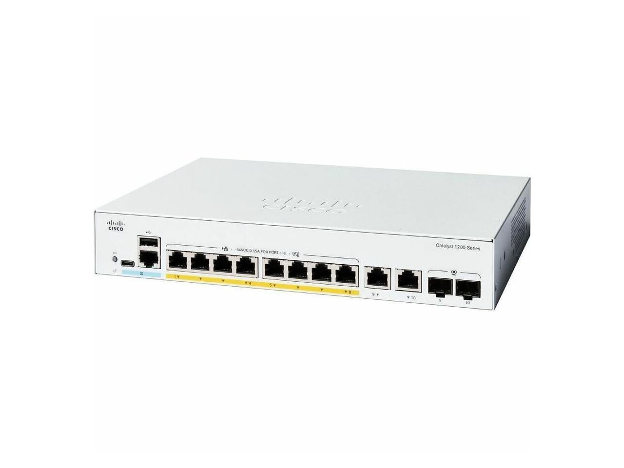 Cisco Catalyst 1200-8P-E-2G Smart Switch, 8 Port GE, PoE, Ext PS, 2x1GE ...