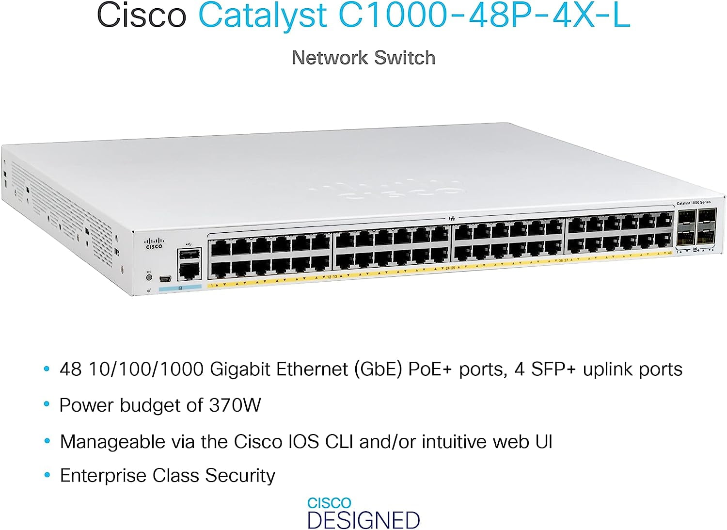 Cisco Catalyst C1000-48P Ethernet Switch - Network PoE Internet ...