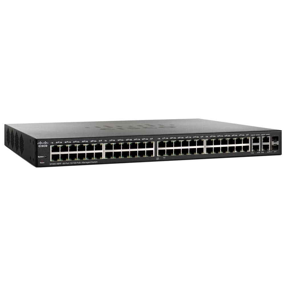 Cisco SF300-48PP 48-port 10/100 PoE+ Managed Switch with Gig Uplinks ...