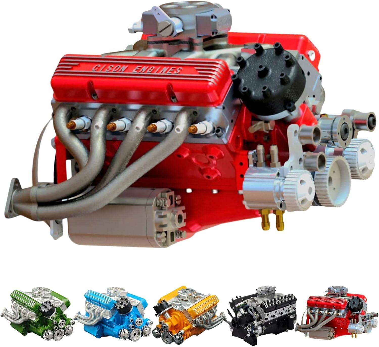 Cison V8 Engine Kit, Asoline Ohv V8 Small-Block Engine Model Kits, Mini ...