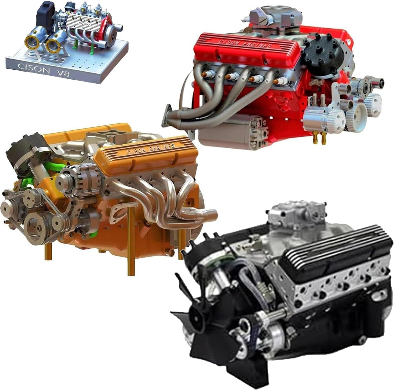 Cison V8 Engine Kit Gas, Gasoline Ohv V8 Small-Block Engine Model Kits ...