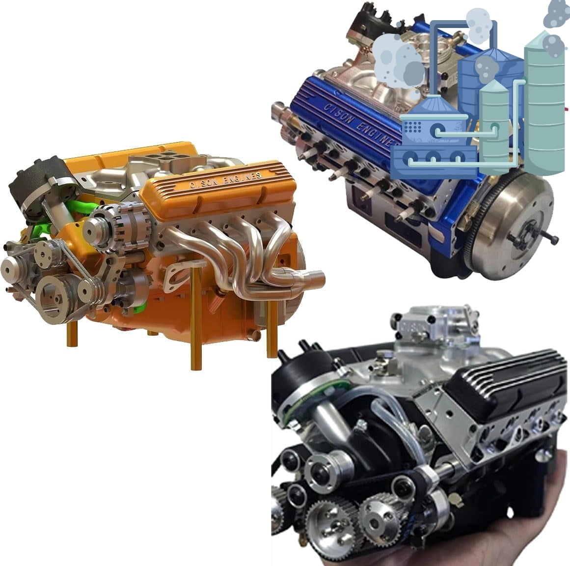 Cison V8 Engine Kit Gas - Gasoline Ohv V8 Small-Block Engine Model Kits ...