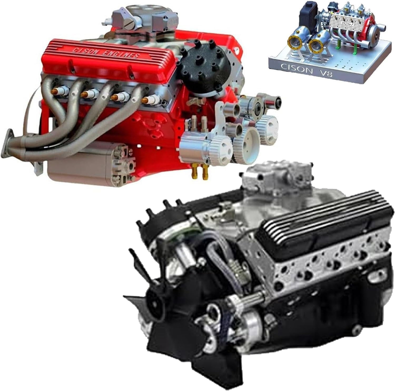 Cison V8 Engine Kit Gas, Gasoline Ohv V8 Small-Block Engine Model Kits ...