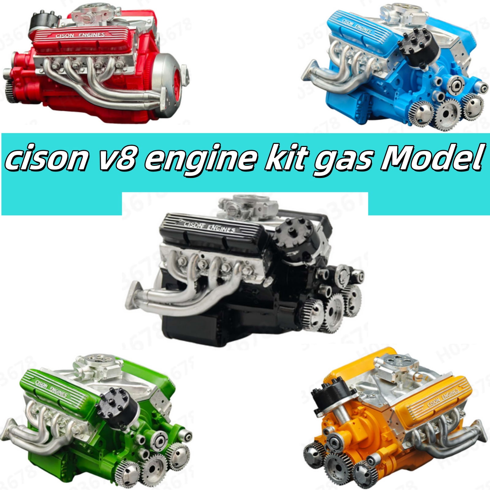 Cison V8 Engine Kit Gas Model, Gasoline OHV V8 Small-Block Engine Model ...