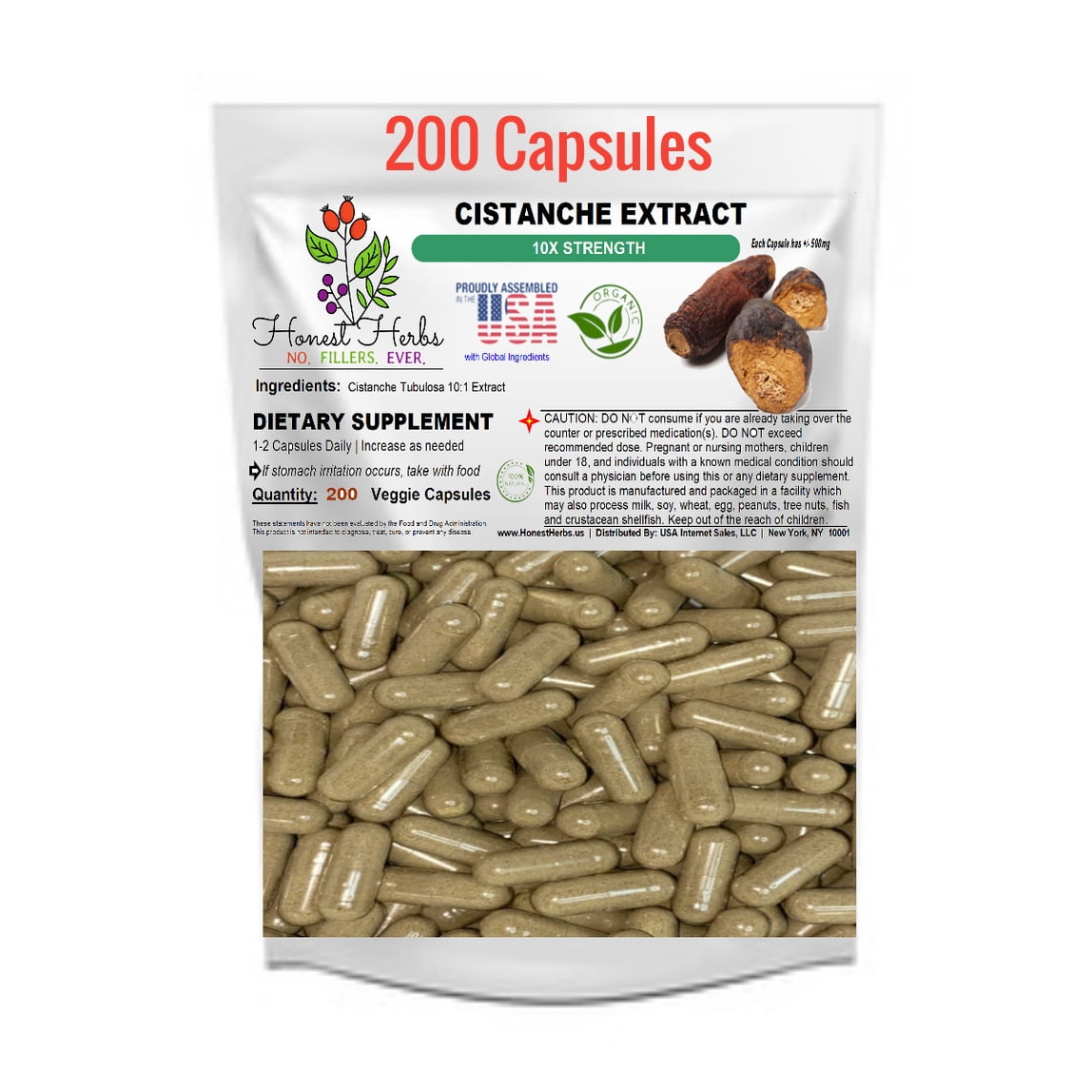 Cistanche Tubulosa Extract 10:1 Caps - 10 Times Strength - Water ...