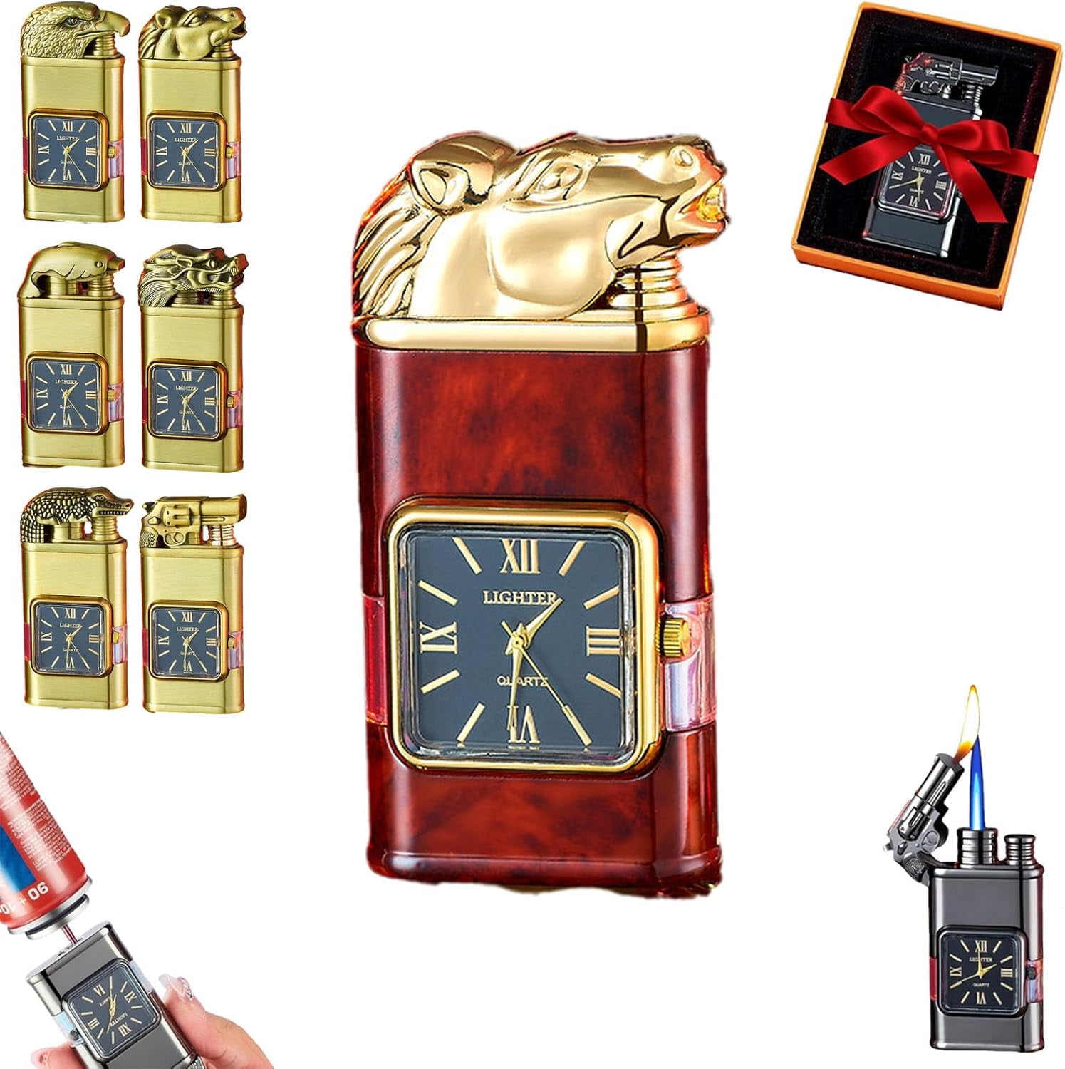 Cithwa Windproof Dual-Flame Vintage Watch Lighter, 2025 New Luxurious ...