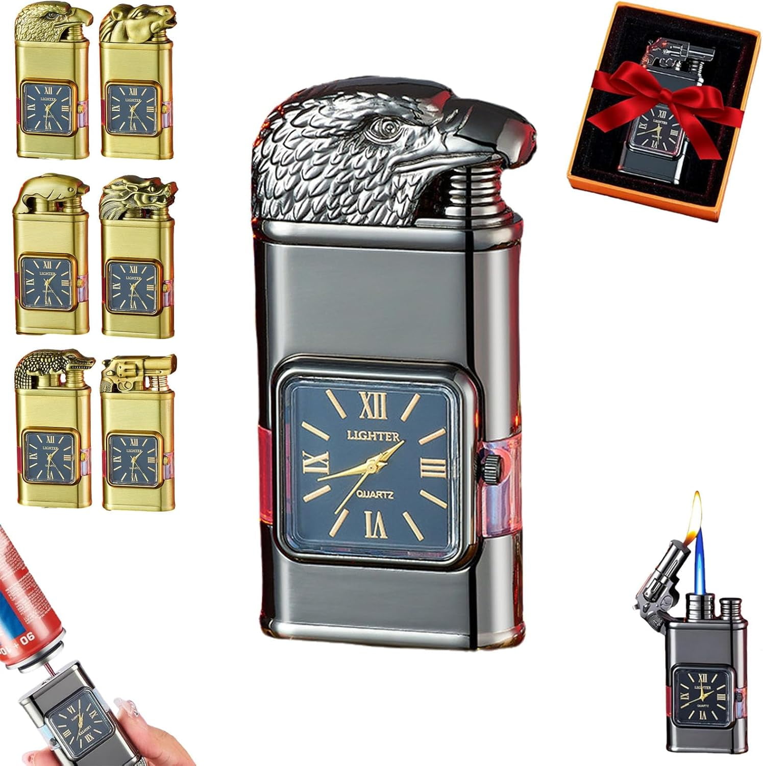 Cithwa Windproof Dual-Flame Vintage Watch Lighter, 2025 New Luxurious ...