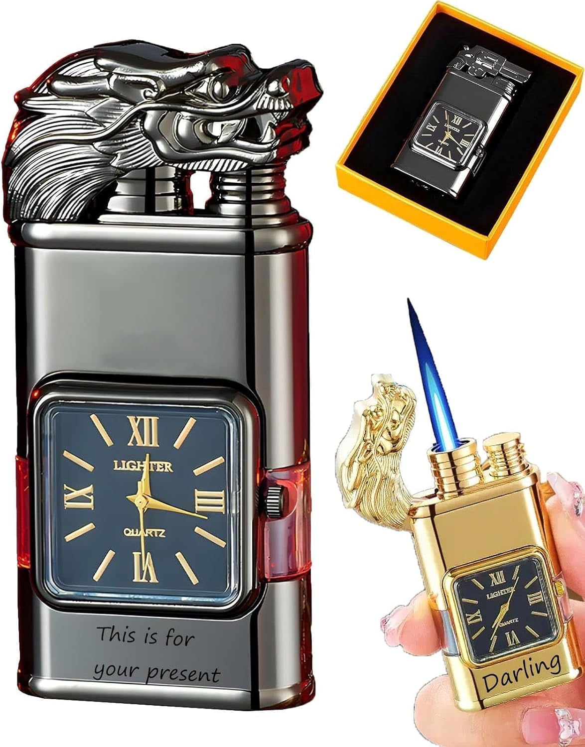 Cithway Windproof Dual-Flame Vintage Watch Lighter, 2025 New ...