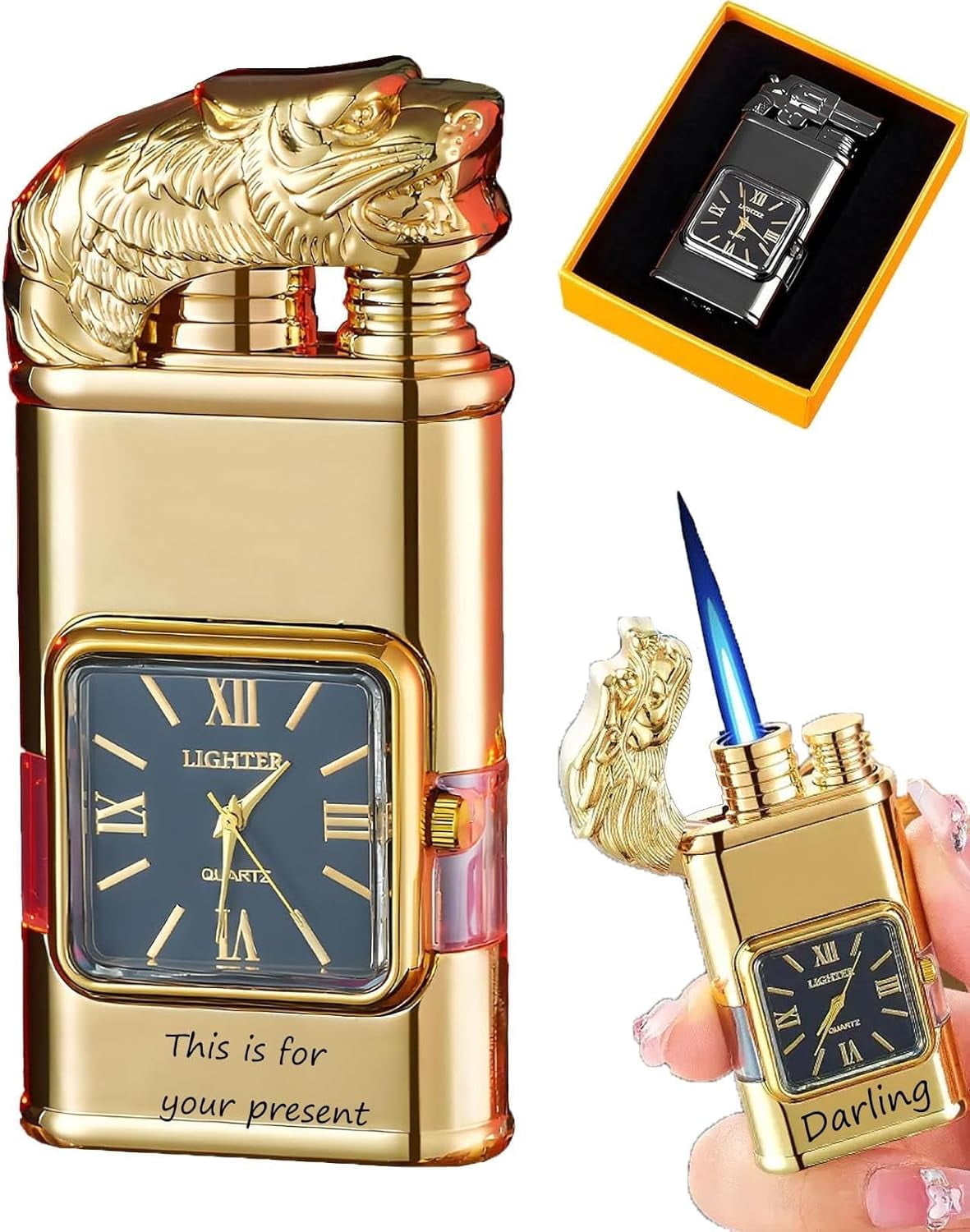 Cithway Windproof Dual-Flame Vintage Watch Lighter, 2025 New Personalized Creative Dual Flame ...