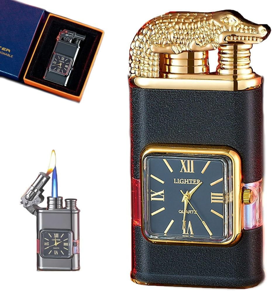 Cithway Windproof Dual-Flame Vintage Watch Lighter, Dual Flame Watch Lighter, Luxurious Retro ...
