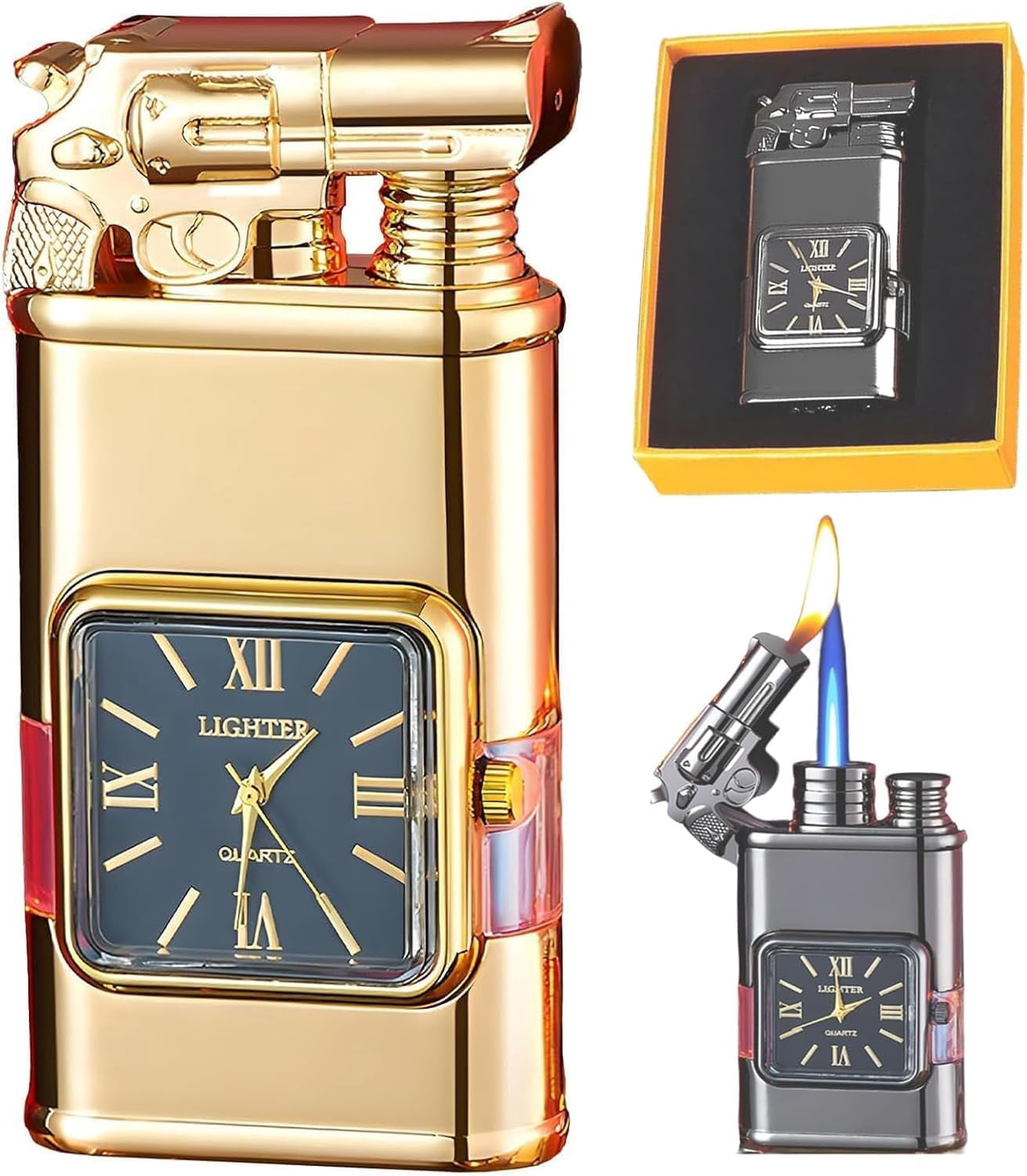Cithway Windproof Dual-Flame Vintage Watch Lighter, Windproof Dual ...