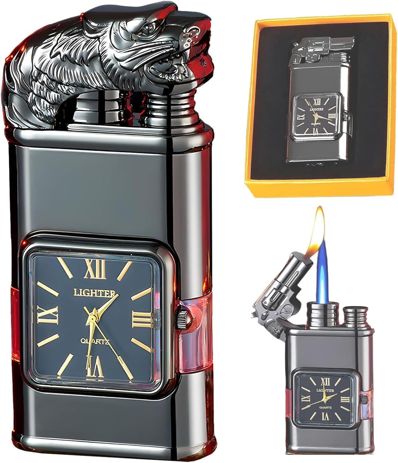 Cithway Windproof Dual-Flame Vintage Watch Lighter, Windproof Vintage ...