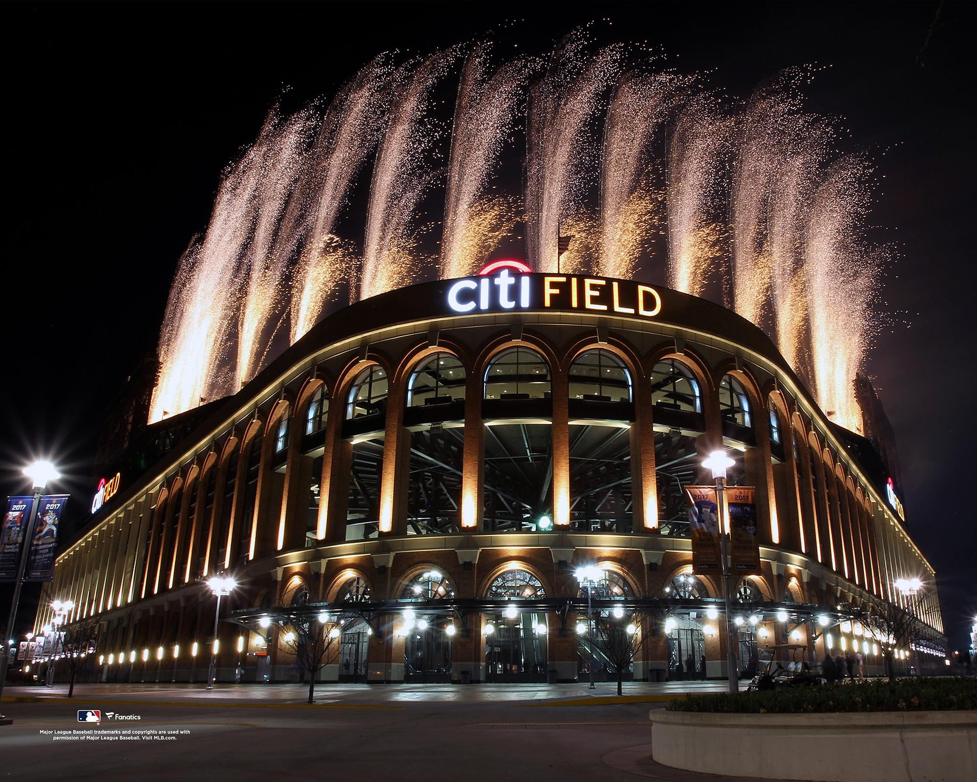 Citi Field New York Mets Unsigned Fireworks Over Stadium Facade ...
