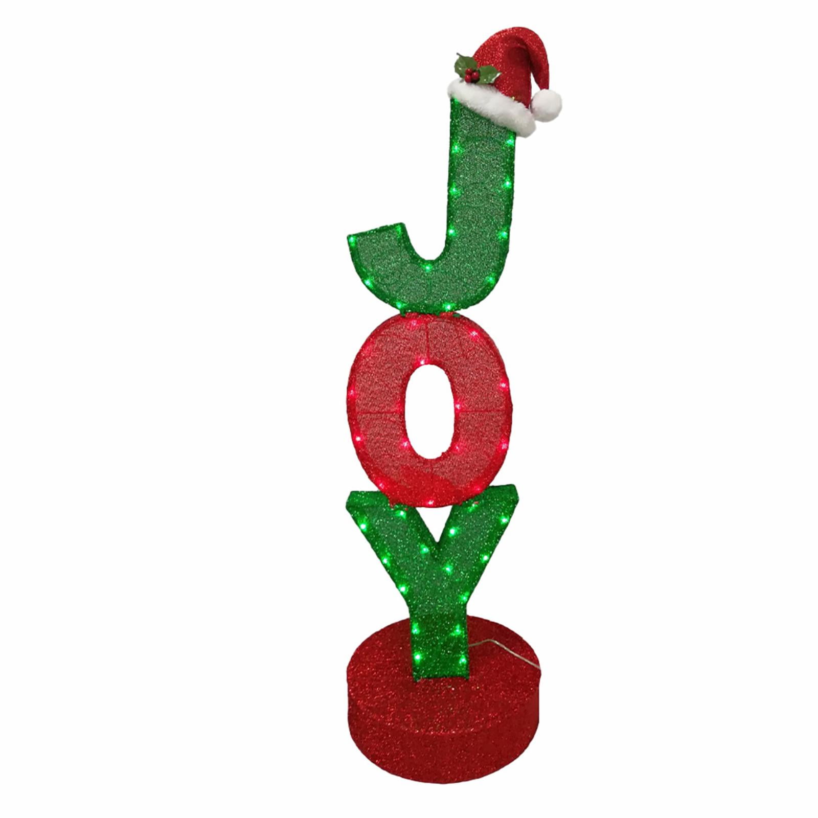 Citi-Talent 42 in. Lighted Sparkly Fabric JOY Figure with Santa Hat ...