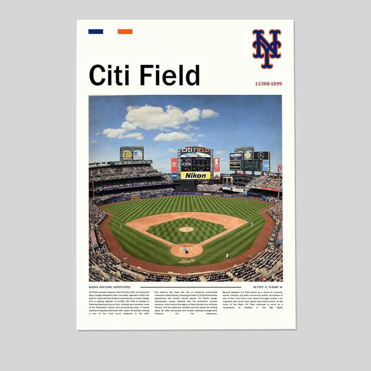 CitiFieldew Stadium Poster New York Ballpark Wall Art Print, Mets Retro ...