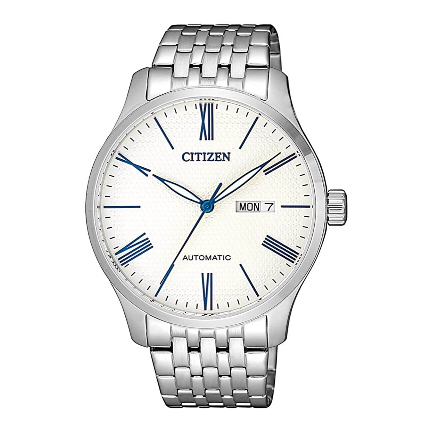 Citizen NH8350-59B Automatic Wrist Watch with Blue Hands and White Dial, Stainless Steel ...