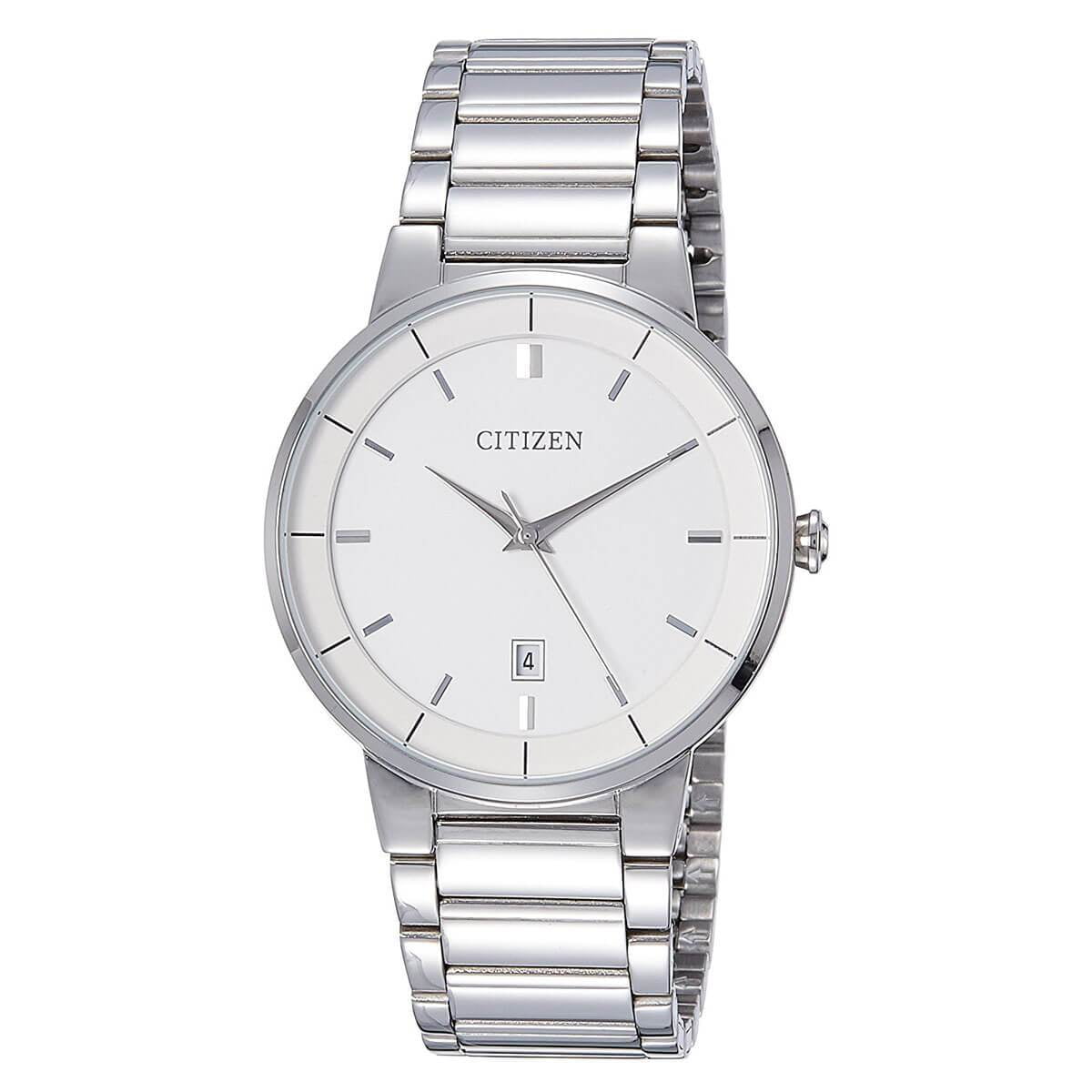 Citizen Men's Quartz Watch, Stainless Steel Case and Bracelet, White ...