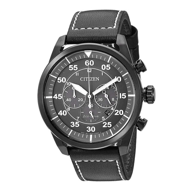 CITIZEN Men's Avion Eco-Drive Chronograph Watch, Grey Dial, Black ...