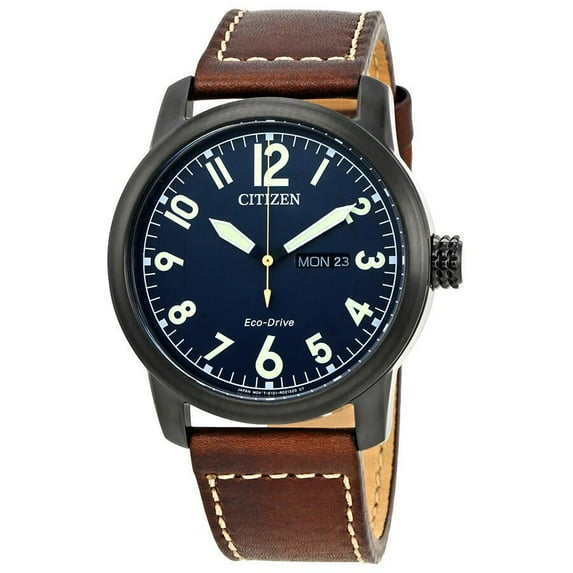 Citizen Chandler EcoDrive Dark Blue Dial Brown Leather Men's Watch ...