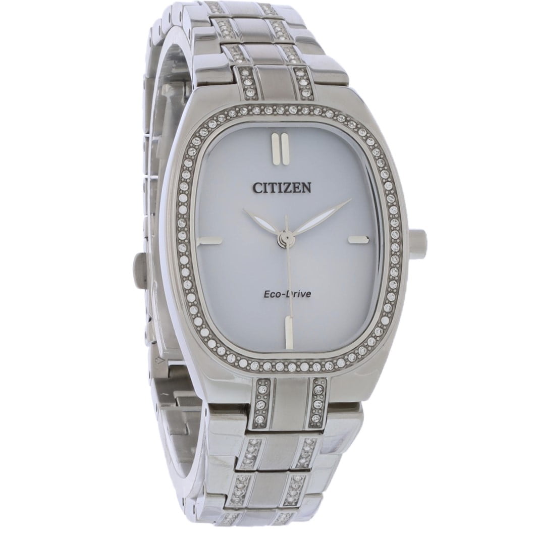 Citizen Eco-Drive Crystal Women's Stainless Silver Dial Watch EM1080-55A - Walmart.com