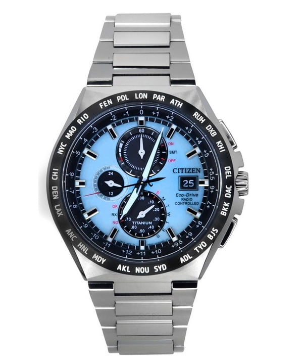 Citizen Eco-Drive Radio Controlled GMT Chronograph Super Titanium Light ...