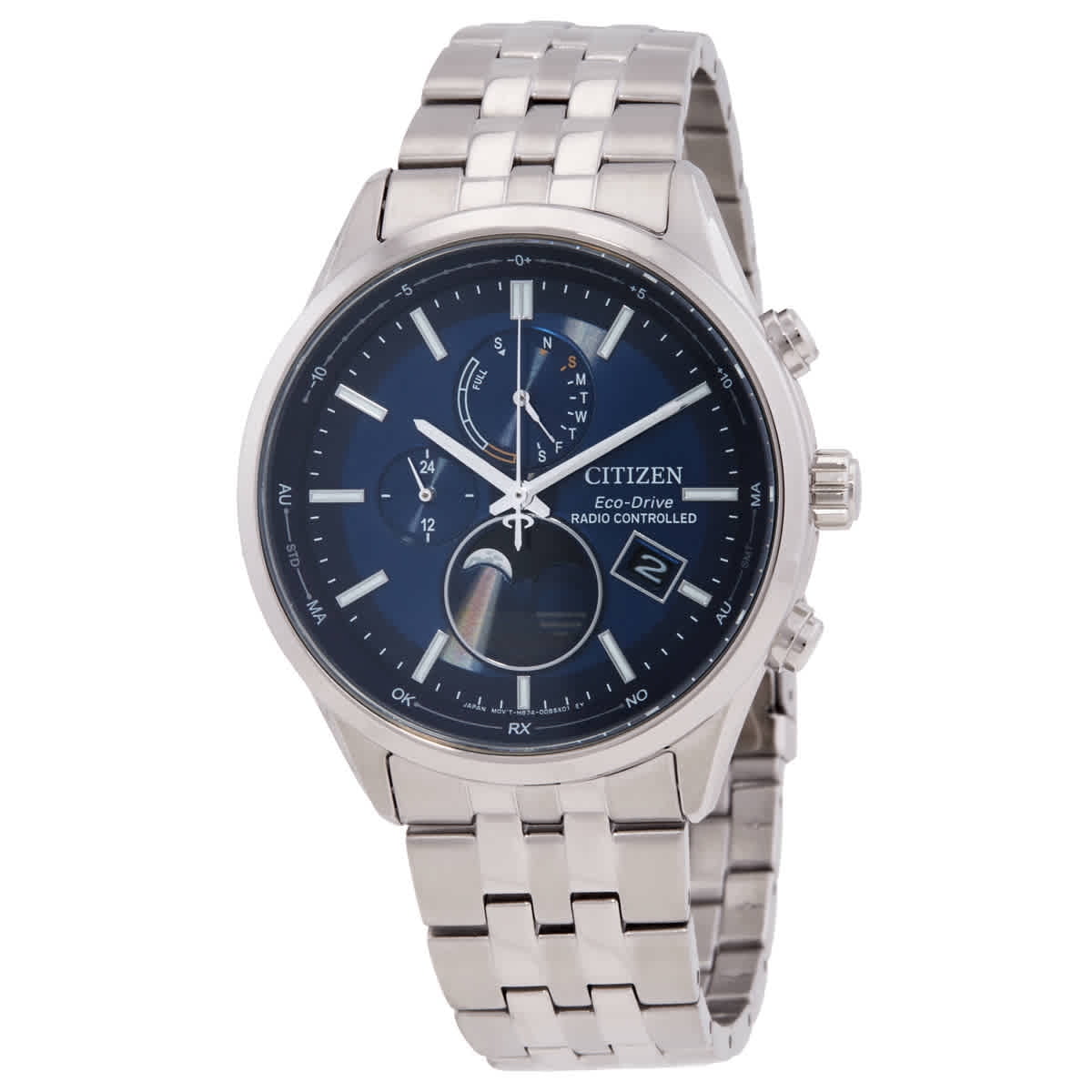 Citizen Eco-Drive Radio-Controlled Moon Phase Blue Dial Men's Watch ...