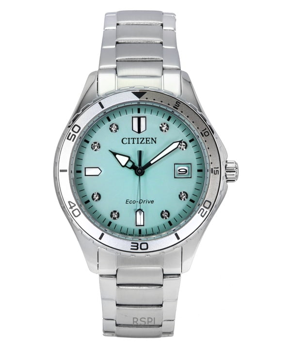 Citizen Marine Eco-Drive Crystal Accents Stainless Steel Green Dial ...