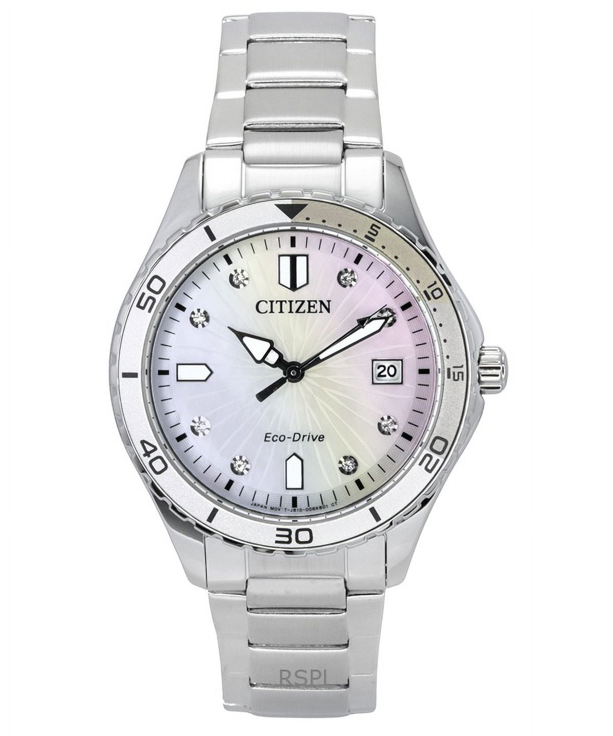 Citizen Marine Lady Eco-Drive Crystal Mother of Pearl Dial Watch FE6170 ...