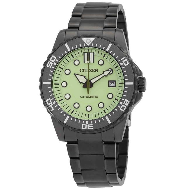 Citizen 43 x 12.40 mm Stainless Steel Green Luminous Dial Automatic 100 ...
