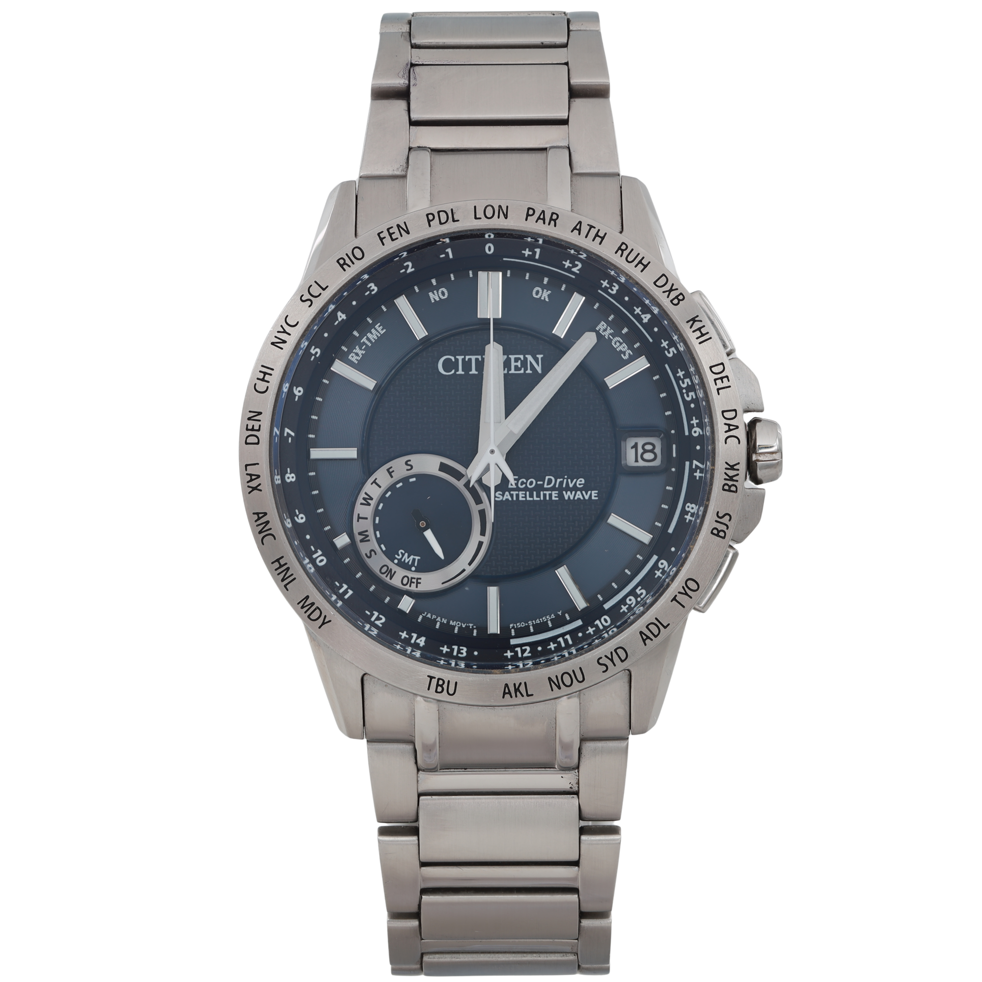 Pre-Owned Citizen Eco-Drive Satellite Wave Blue Dial Stainless Steel ...