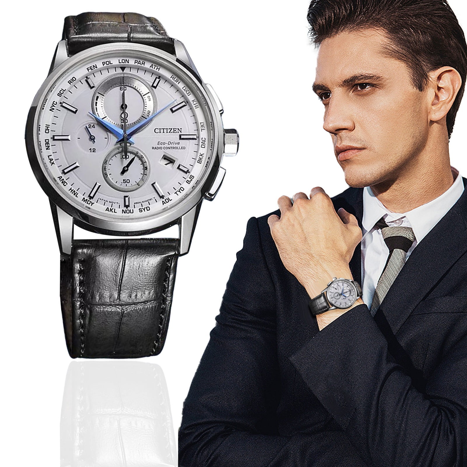 Citizen Men's Eco Drive Chronograph World Time Radio Controlled Watch ...