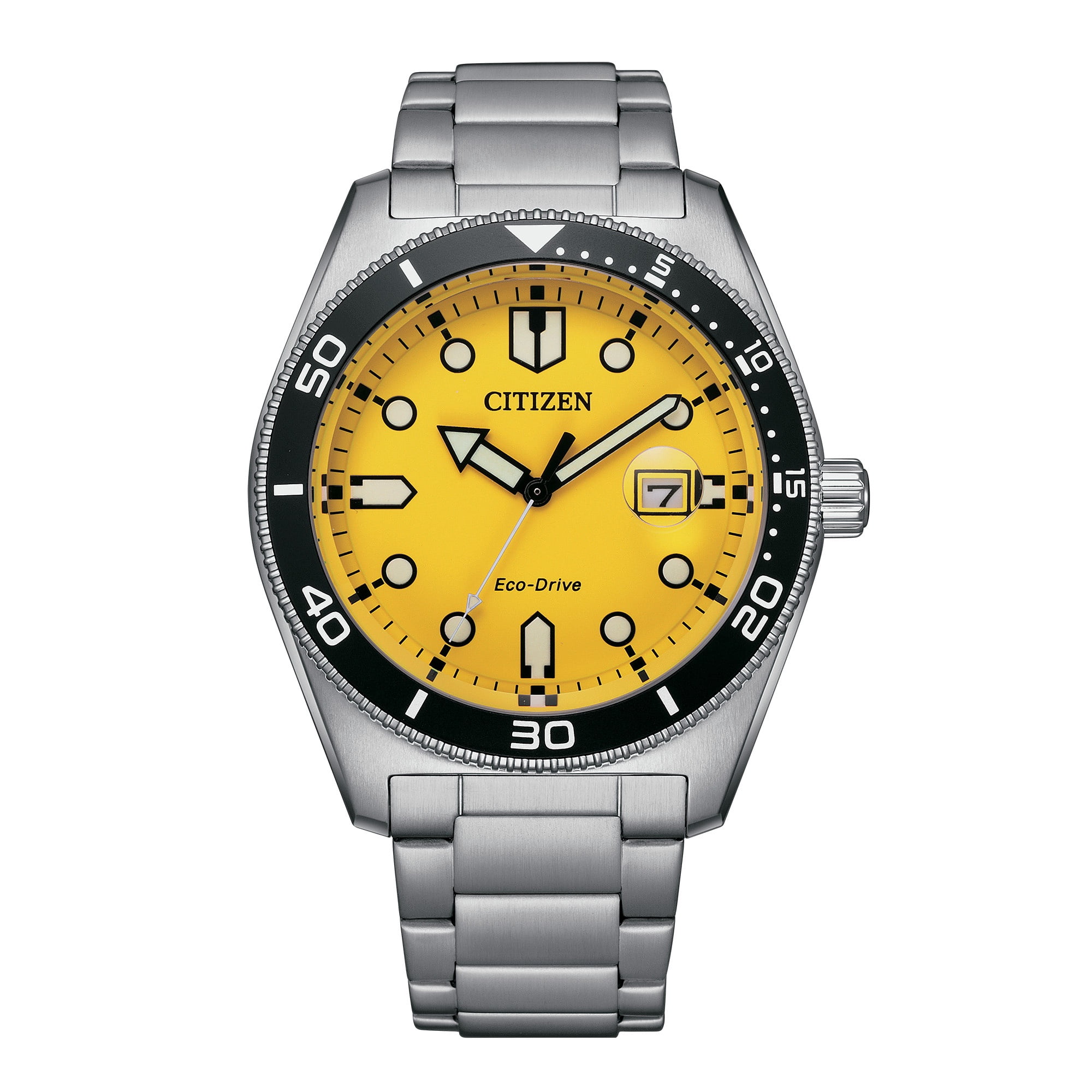 Citizen Men's Eco-Drive Classic Stainless Steel Yellow Dial Watch ...