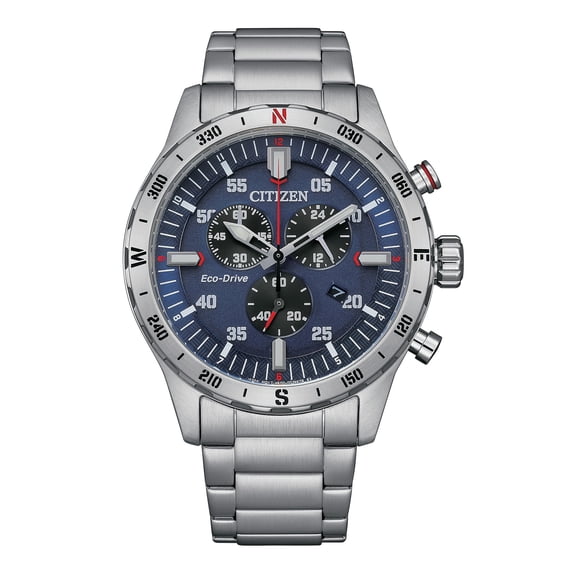 Citizen Men's Eco-Drive Stainless Chronograph Blue Dial Watch - AT2520 ...