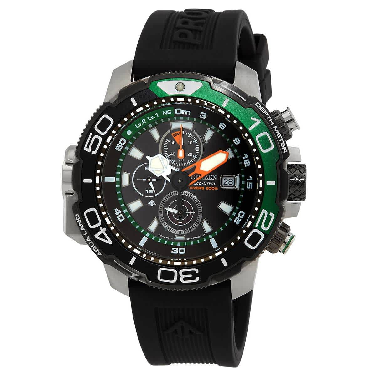 Citizen Promaster Aqualand Chronograph Black Dial Sprite Bezel Men's ...