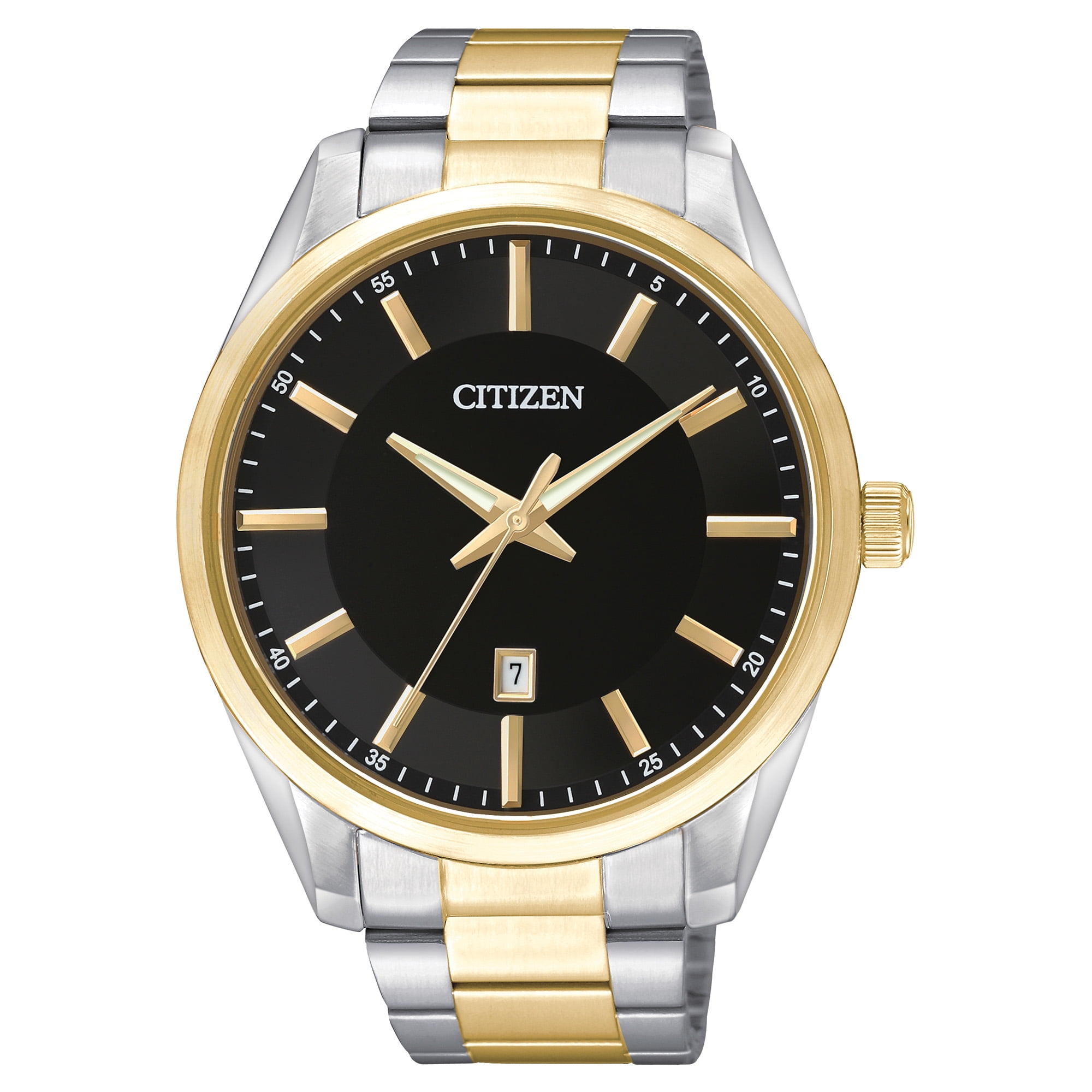 Citizen Quartz Men's Watch, Two-tone Stainless Steel Band, Black Dial ...
