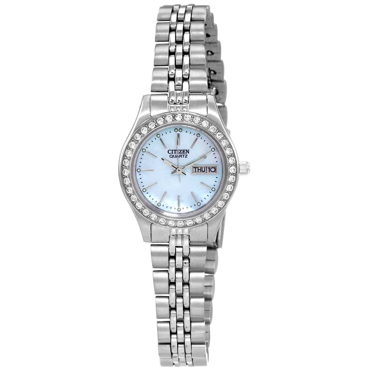 Citizen Quartz Ladies Watch with Luminous Silver-Tone Hands, Blue Dial ...