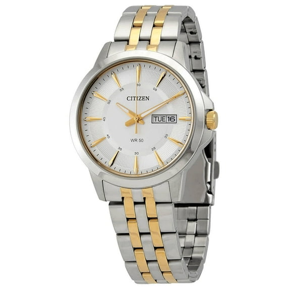 CITIZEN Quartz Men's Watch, Silver Dial, Two-tone Stainless Steel Band ...