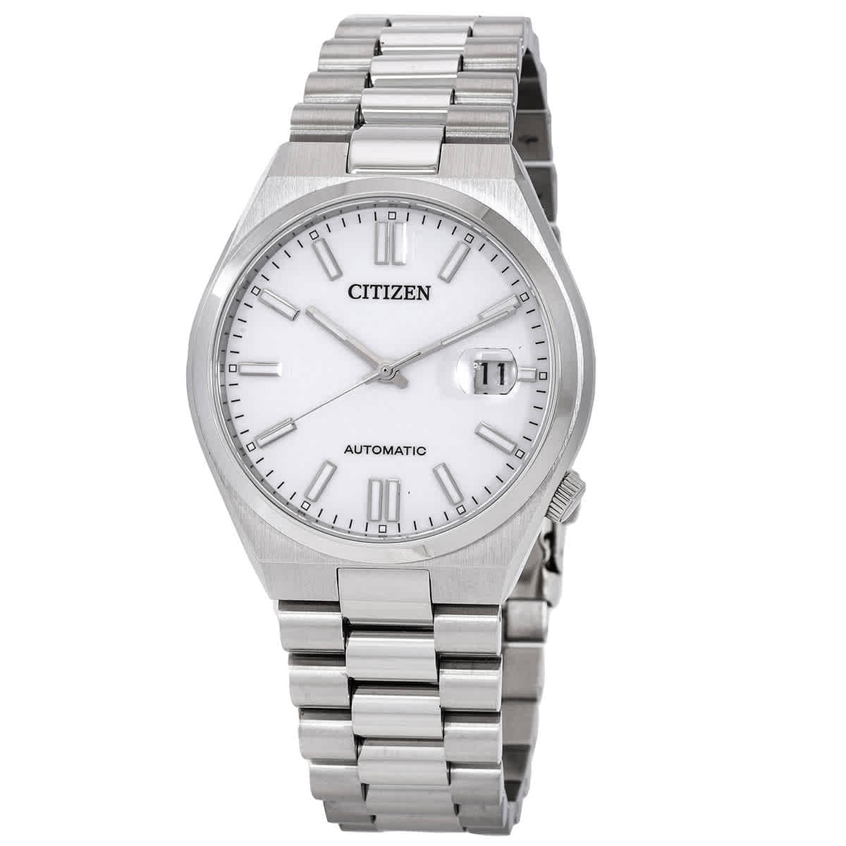 Citizen Automatic Wrist Watch, White Dial, Stainless Steel Band, Men's ...