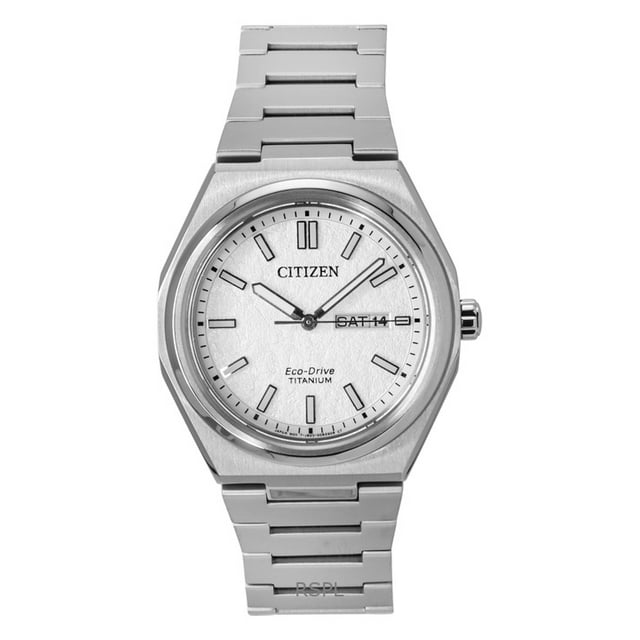 Citizen Zenshin Super Titanium White Dial Eco-Drive AW0130-85A 100M Men ...