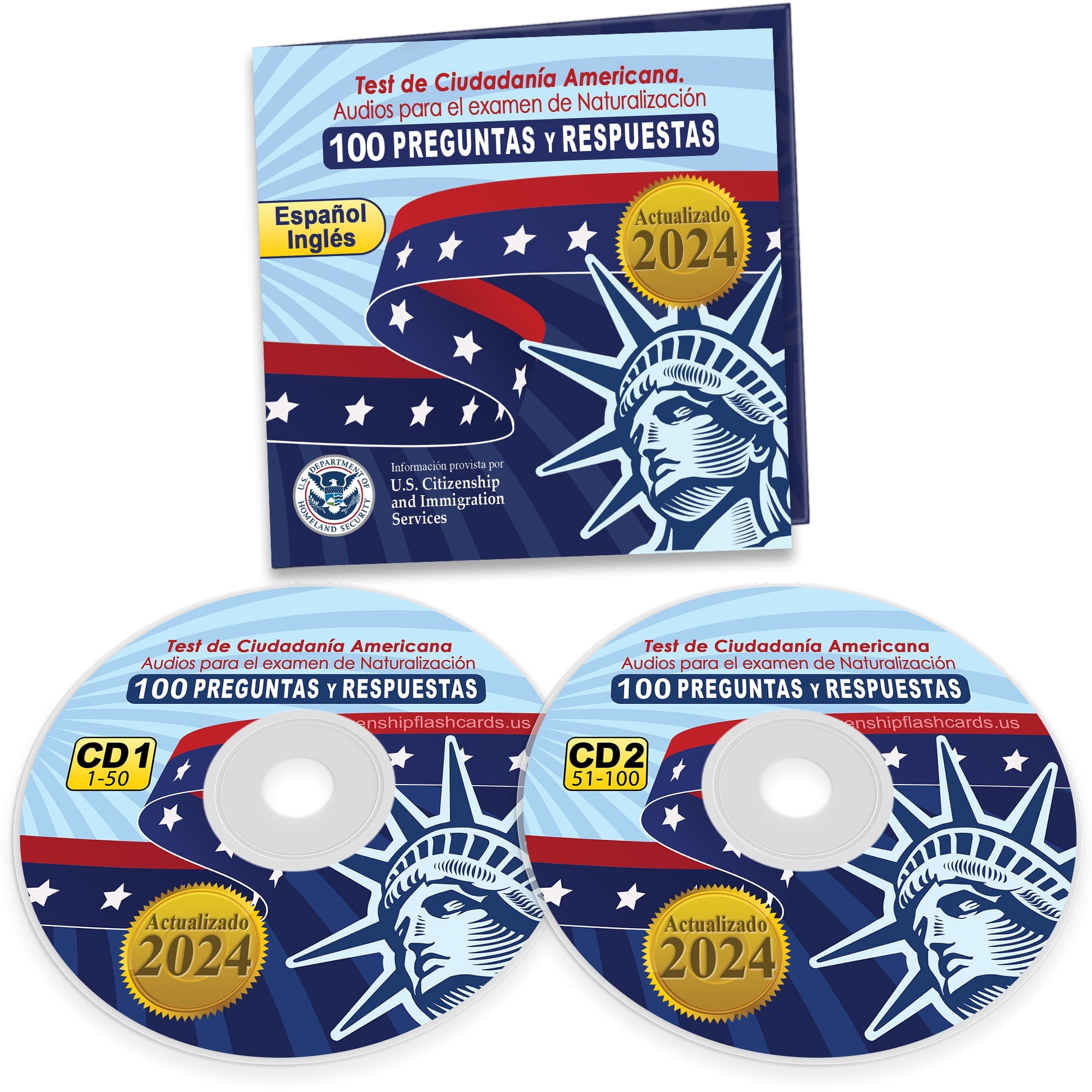 Citizenship CD 2024, Ciudadania Americana - 2-Audio Cds - 100 Preguntas ...