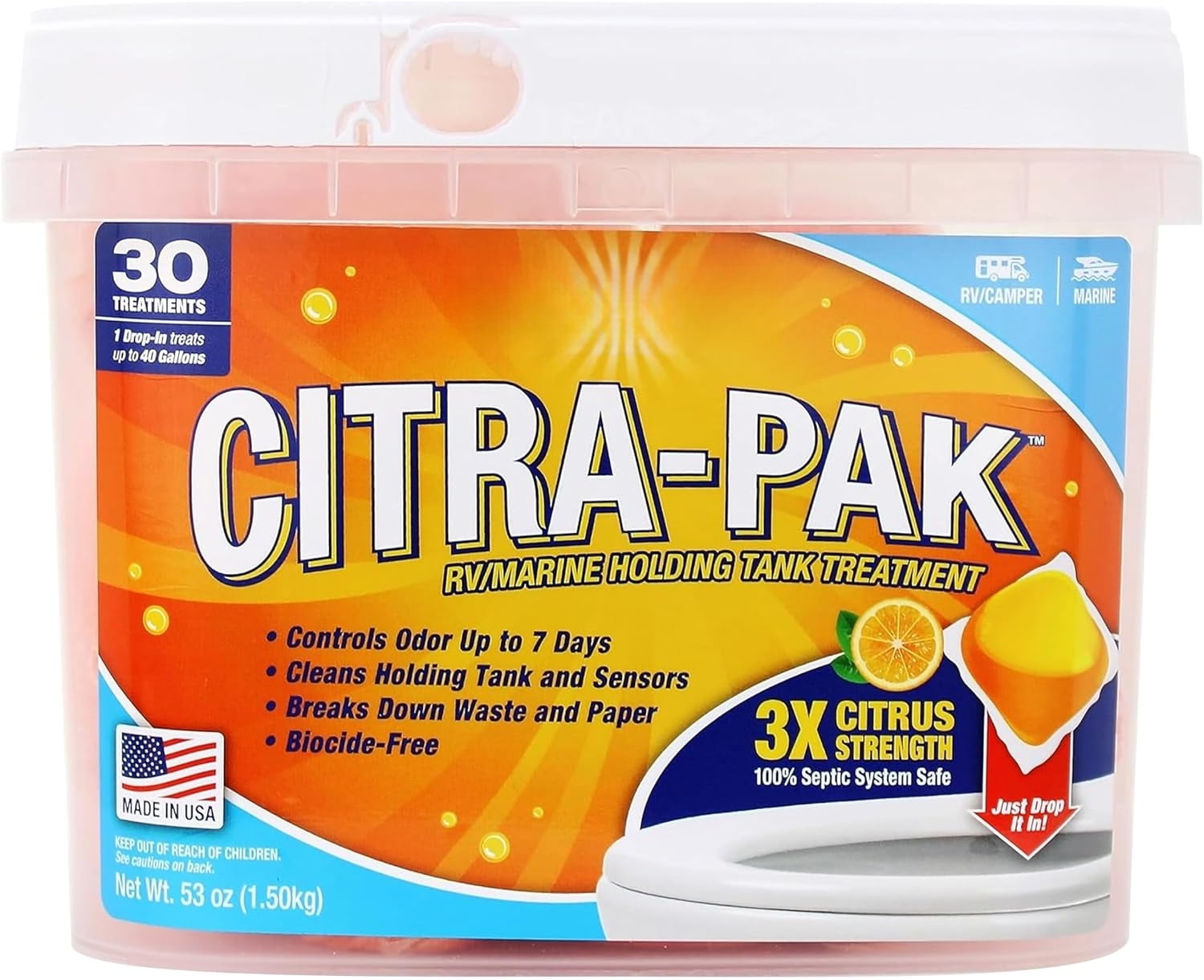 Citra-Pak RV/Marine Holding Tank Deodorizer Drop-Ins - Waste Breakdown ...