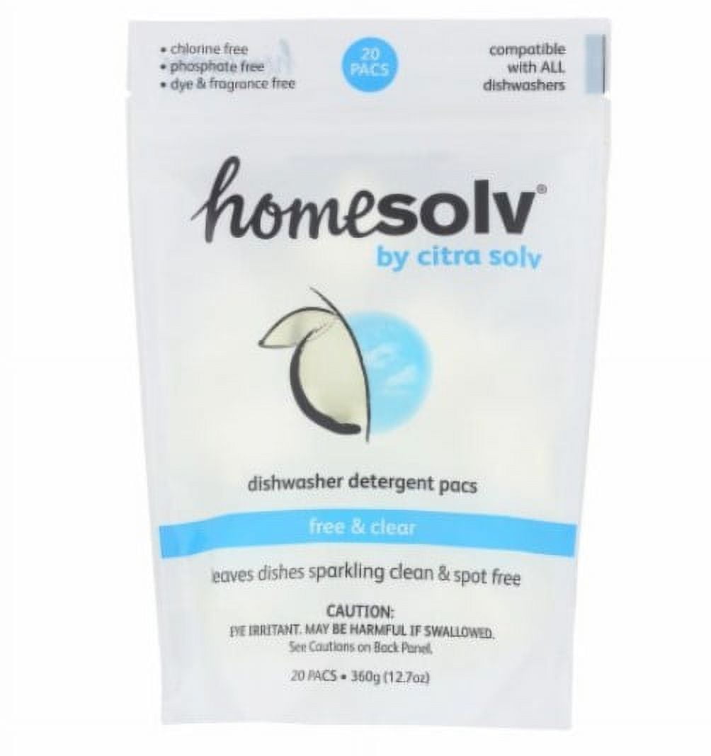 Citra Solv Homesolv Auto Dishwasher Pacs, Free & Clear, 20 Count, 12.7 ...