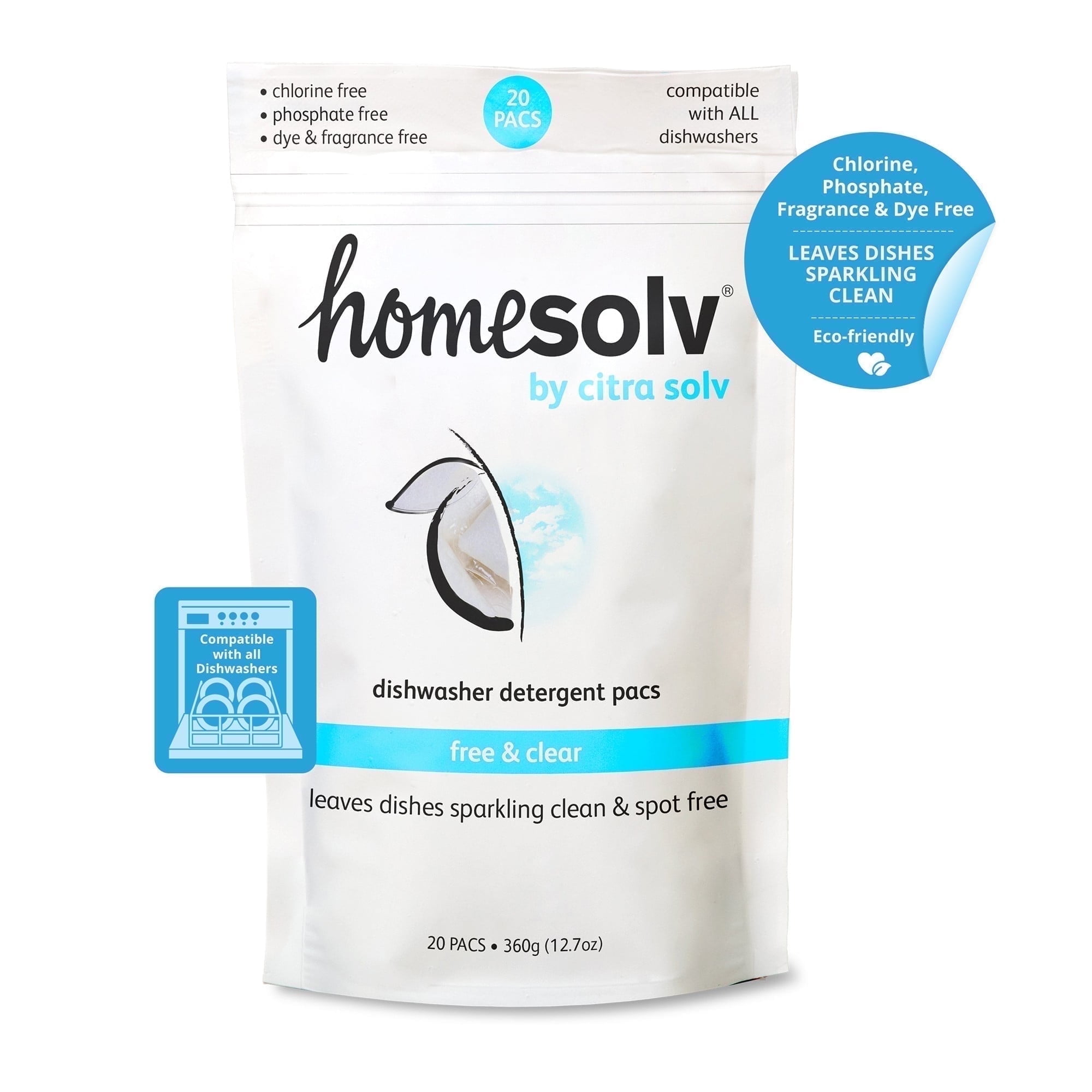 Citra Solv Homesolv Automatic Dishwashing Detergent, Fragrance Free, 20 ...