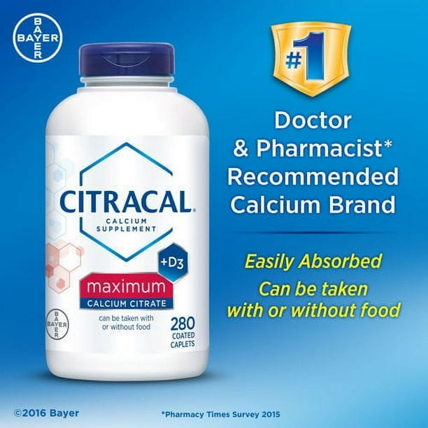 Citracal Calcium Citrate Maximum Plus Caplets Plus D3 (280 Count ...