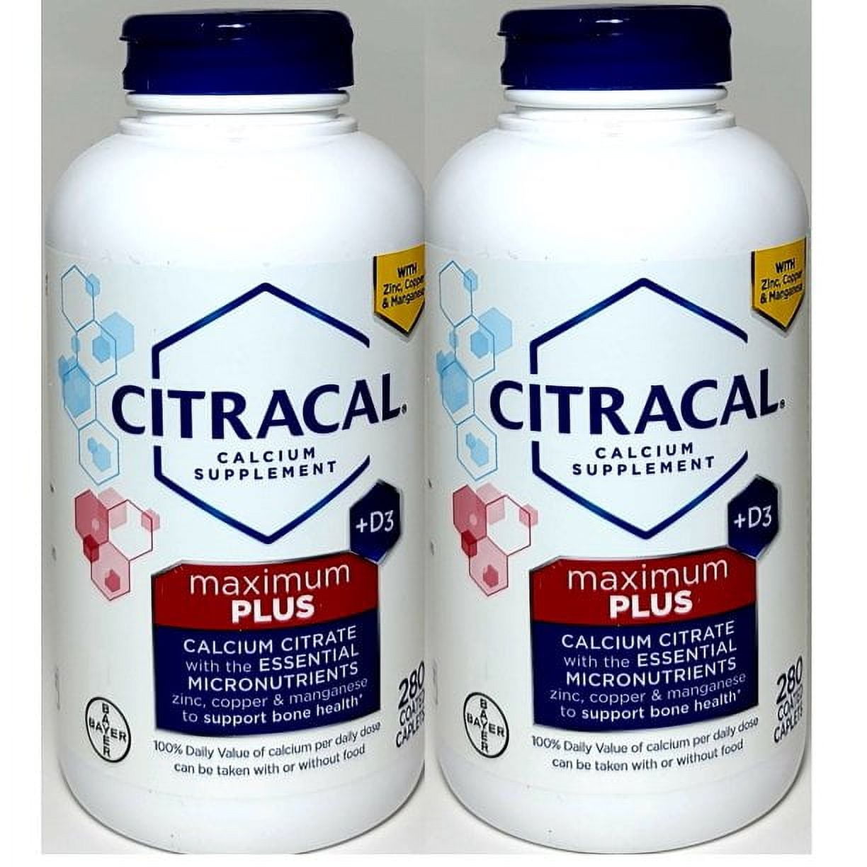 Citracal Calcium Supplement Maximum Plus + D3. 280 Coated Caplets each ...