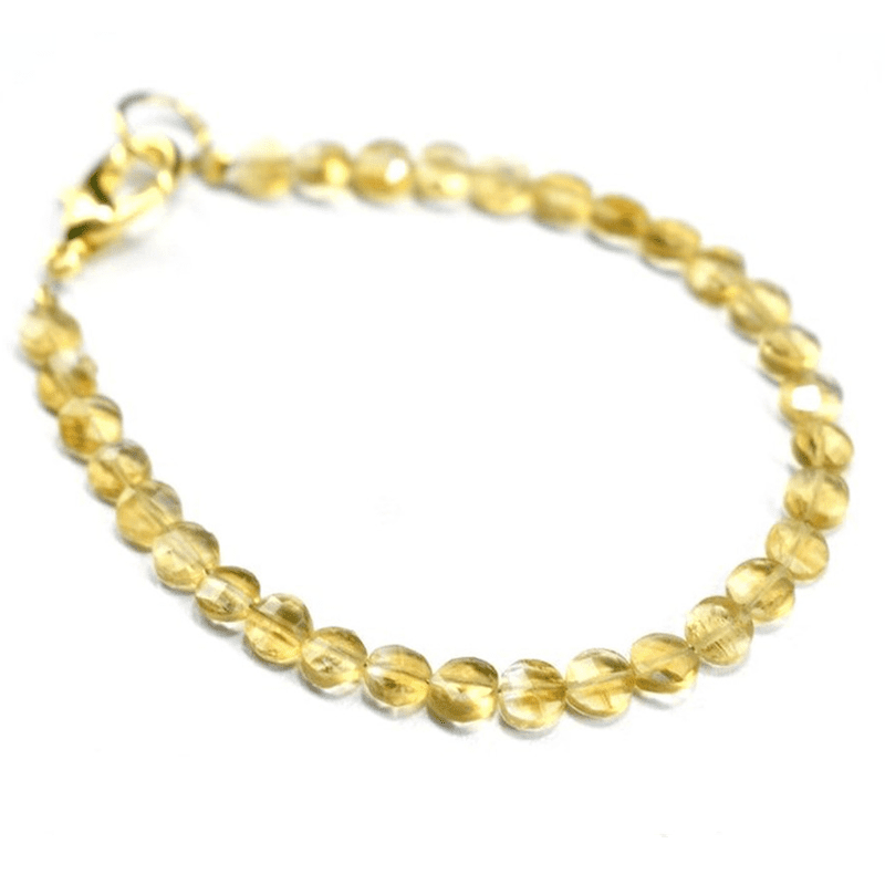 Citrine 6mm Coin Shape Faceted Cut Beads 7 inch Gold Plated Clasp ...
