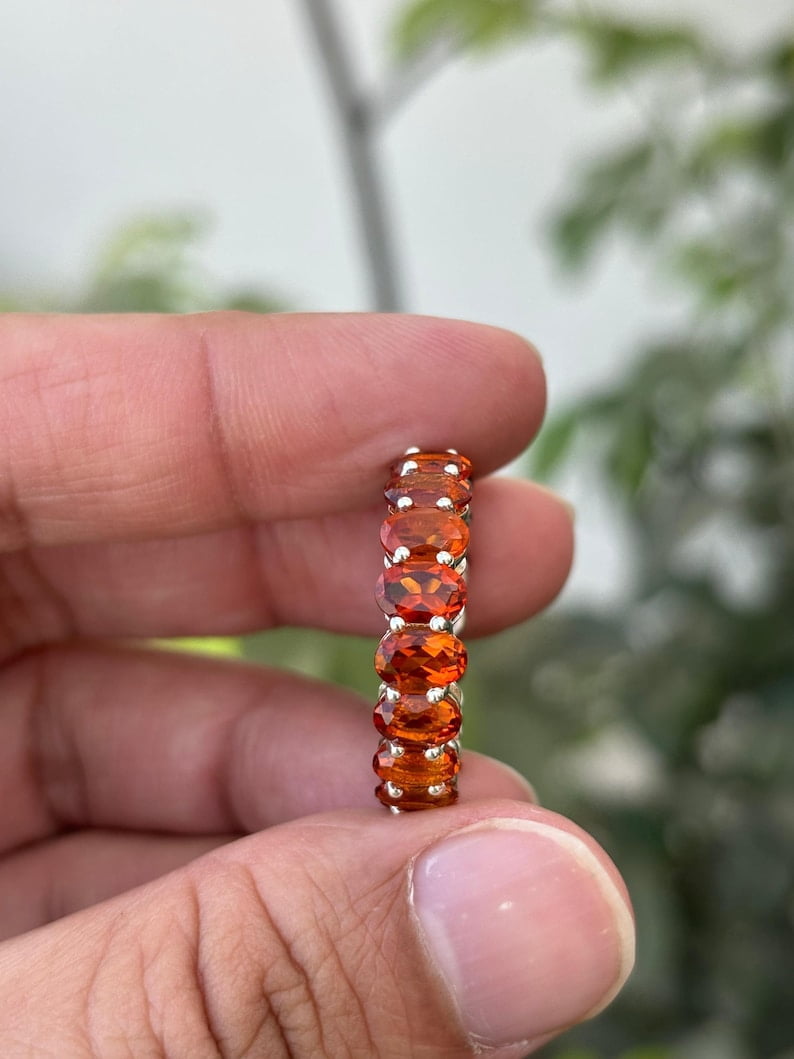 Citrine Band Ring- Wedding Band- Oval Band Ring- Gemstone Ring ...